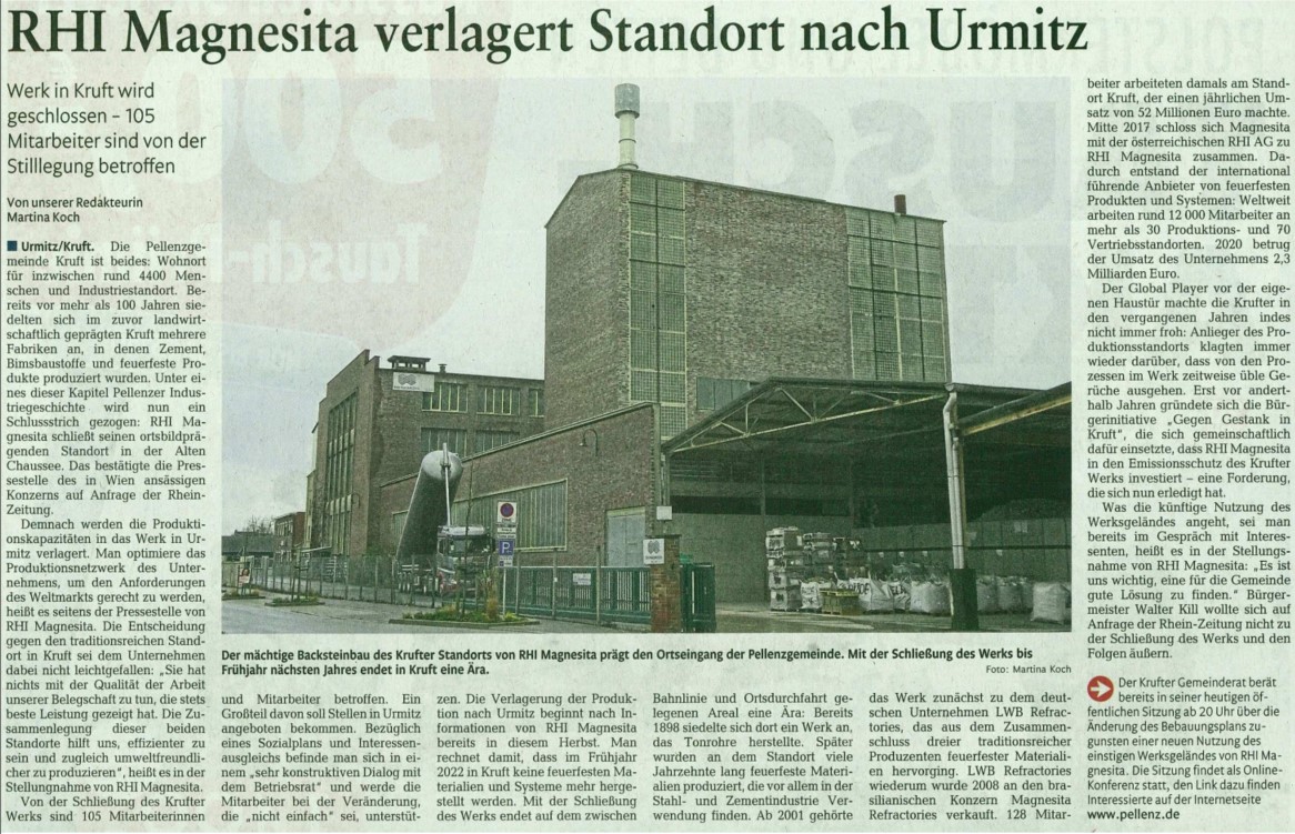 “RHI Magnesita relocates to Urmitz” | RHI Magnesita